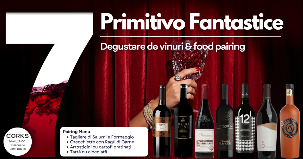 Degustare 7 Primitivo Fantastice & Food Pairing - Corks