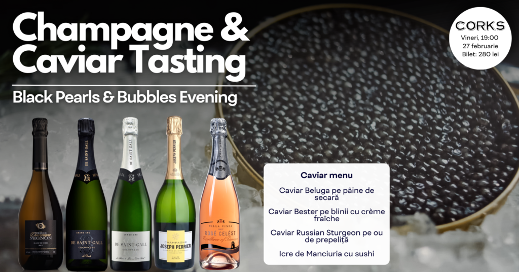 Champagne & Caviar Tasting | Black Pearls & Bubbles Evening - Corks